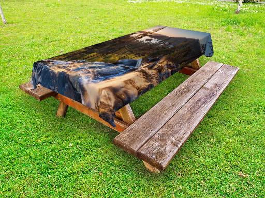 Lake Tahoe Outdoor Tablecloth, Idyllic American Landscape Waterfall ...