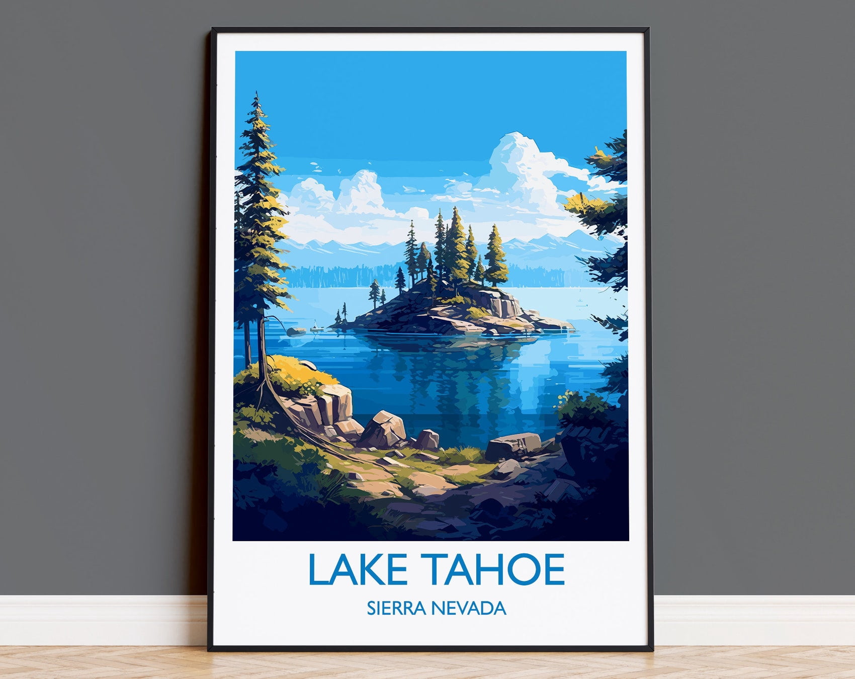 Lake Tahoe Poster, Travel Print of Lake Tahoe, Sierra Nevada Art, Lake ...