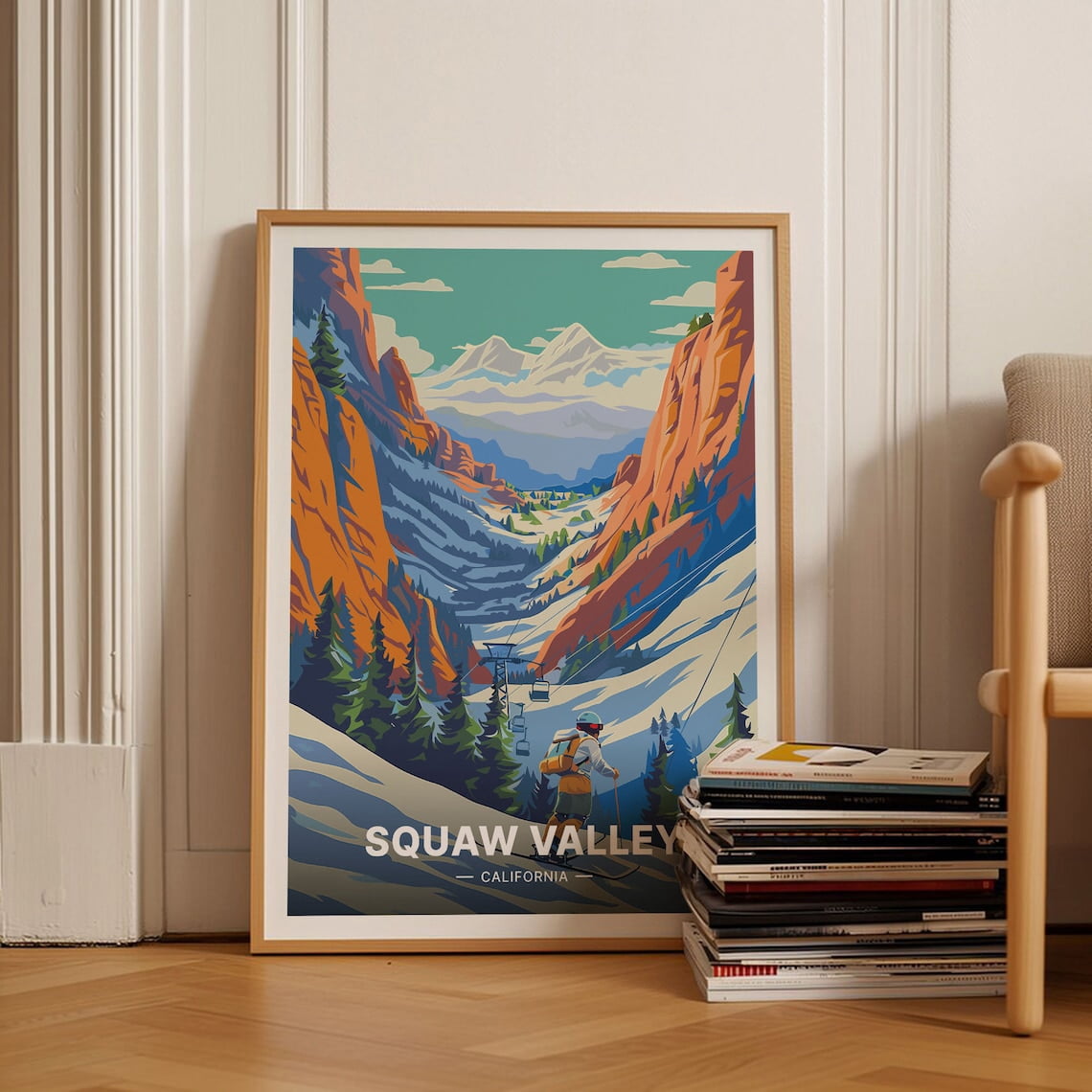 Lake Tahoe Ski Resort Travel Poster - Squaw Valley, Alpine Meadows Wall ...