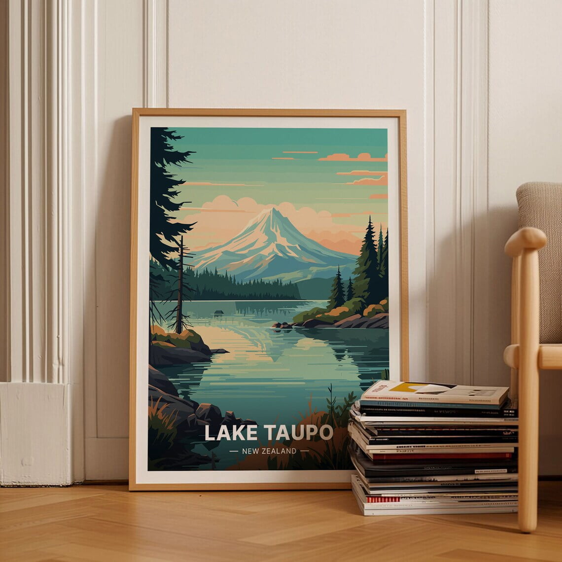 Lake Taupo New Zealand Scenic Landscape Wall Art 2, Unframed Paper ...