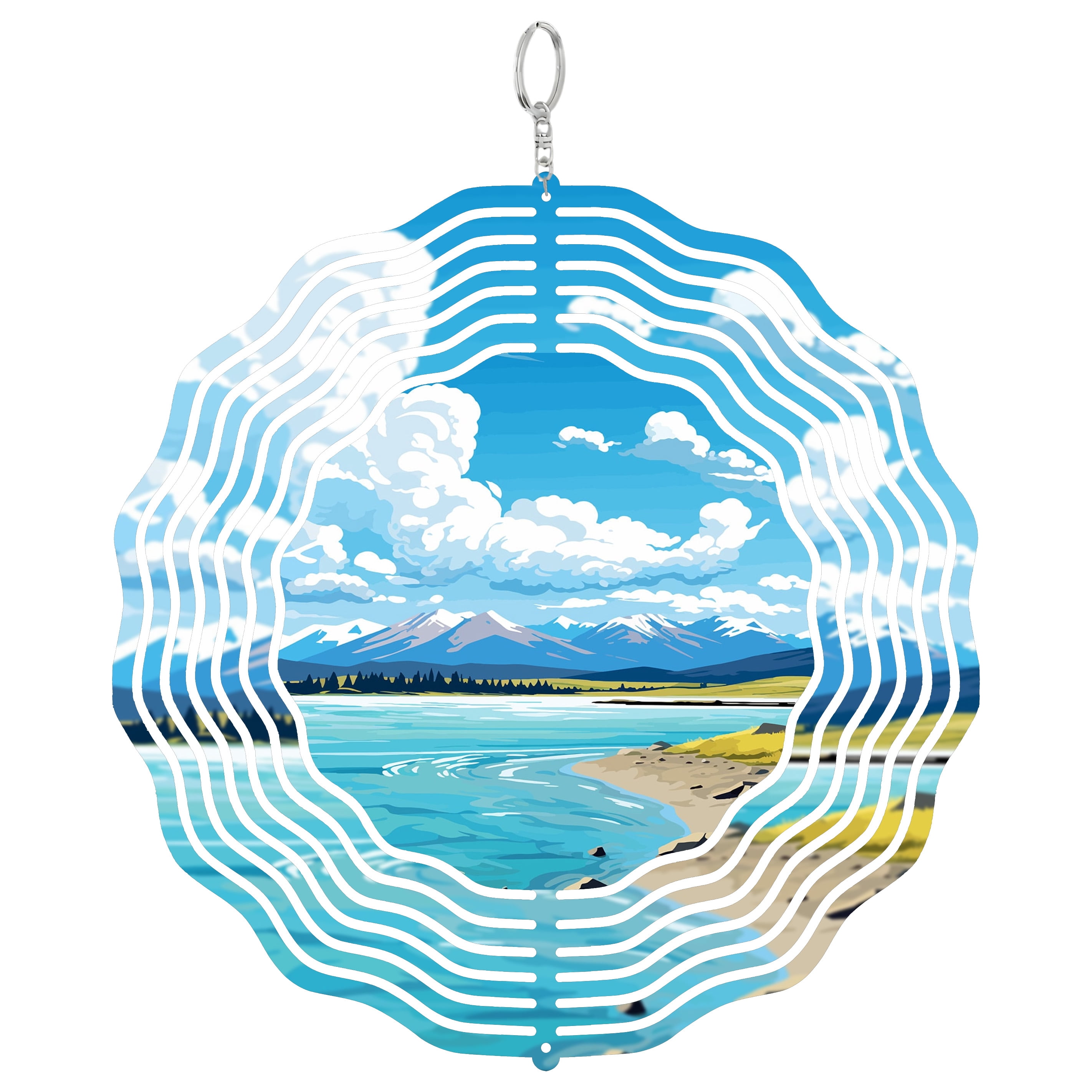 Lake Tekapo Lupin Flowers 3D Wind Spinner Metal Kinetic Hanging Art New ...