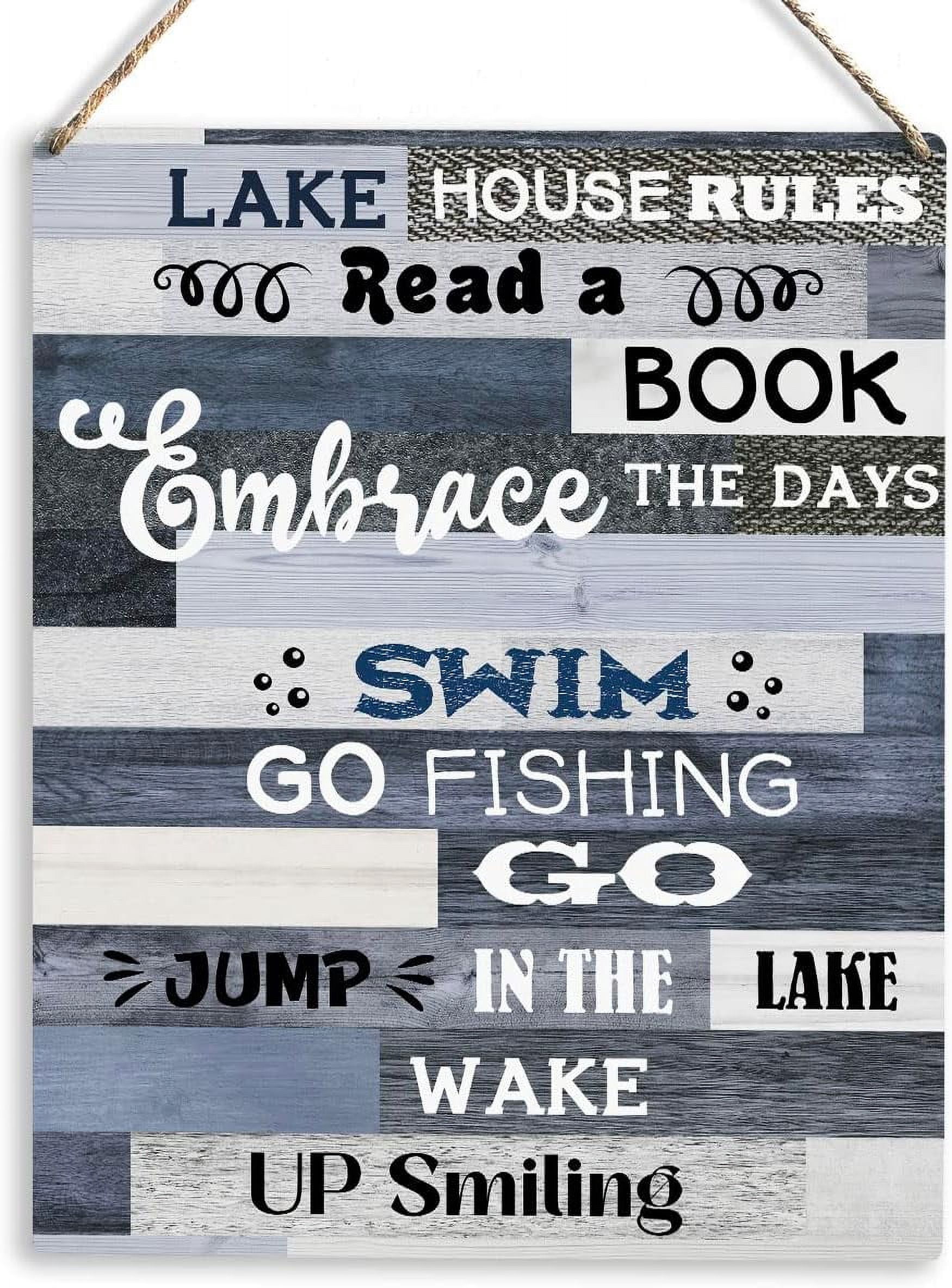 Lake Theme Artwork Wood Sign Rustic Farmhouse Style Lake House Rules ...