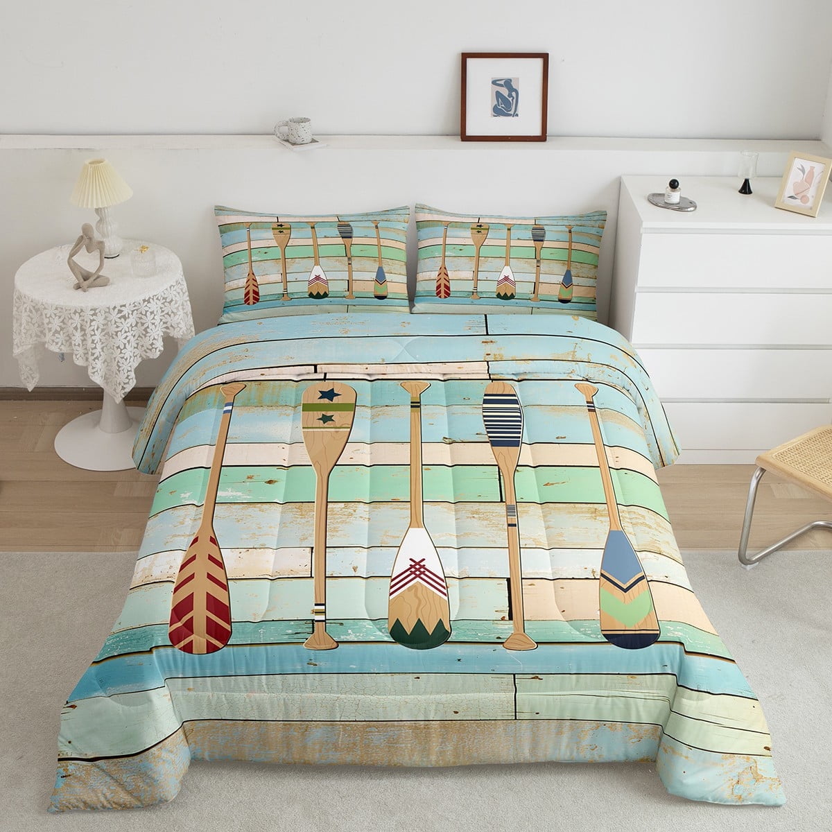 Lake Theme Bedding for Teens Youth Go Fishing Comforter Set, Watercolor ...