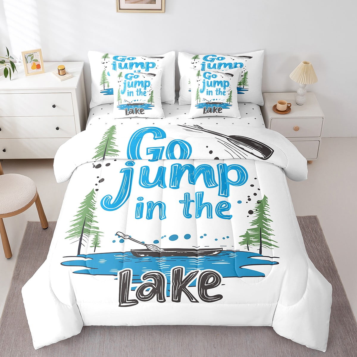 Lake Theme Full Comforter Set 7 Piece,Lake House Bed In A Bag With ...