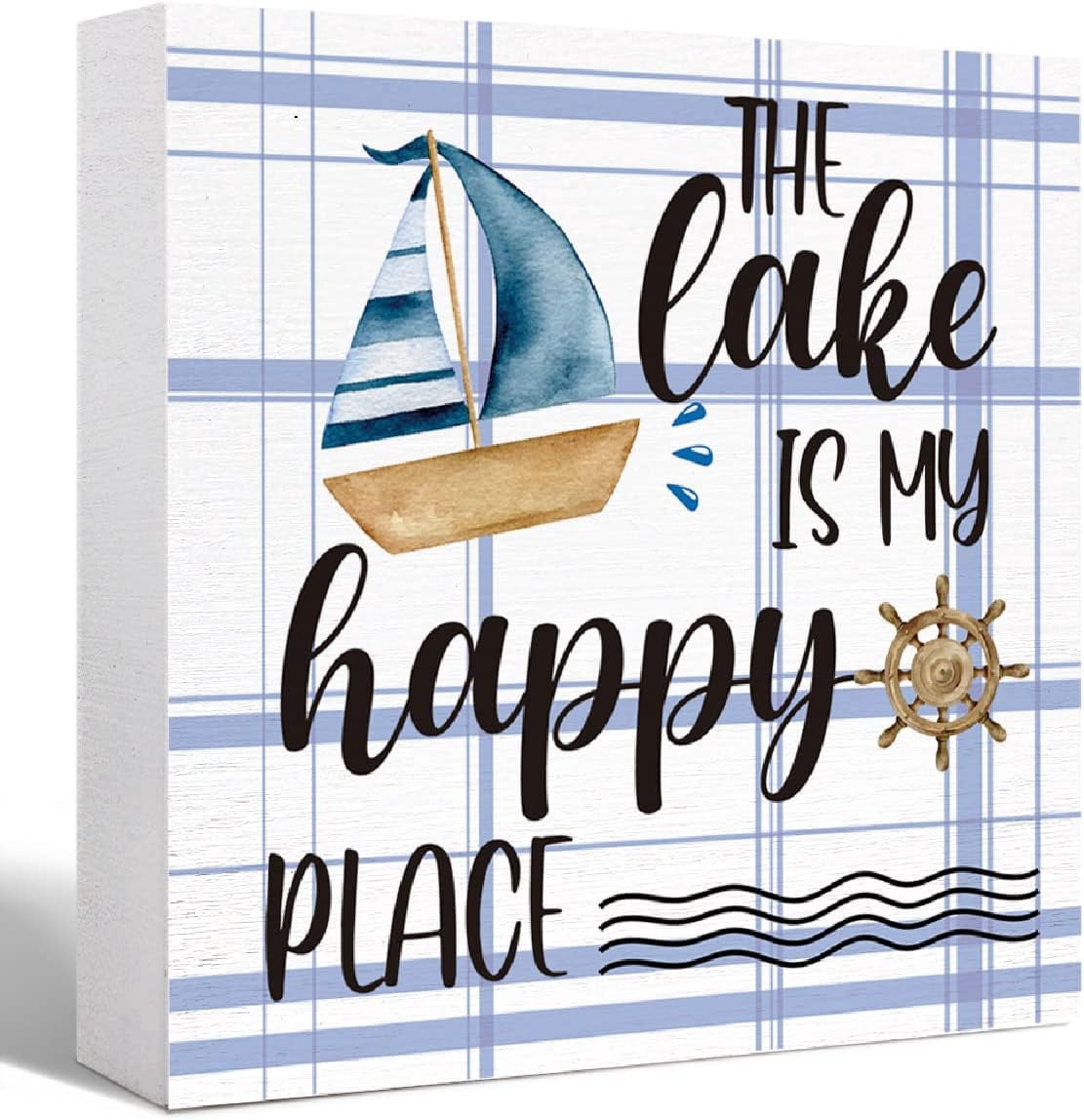 Lake Theme House Decor Wood Box Sign The Lake is My Happy Place Wooden ...
