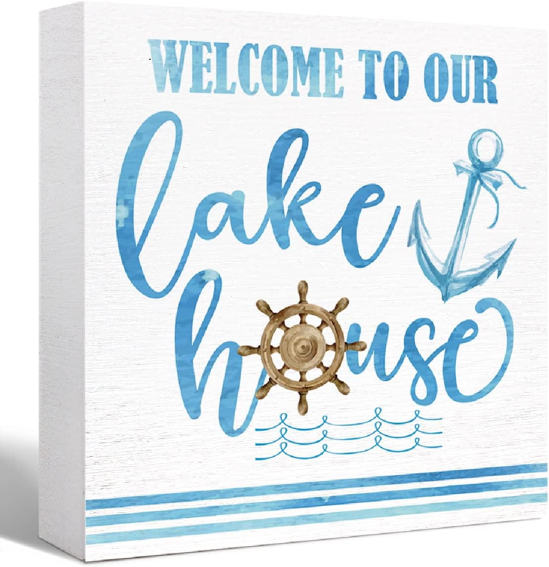 Lake Theme House Decor Wood Box Sign Welcome to Our Lake House Wooden ...