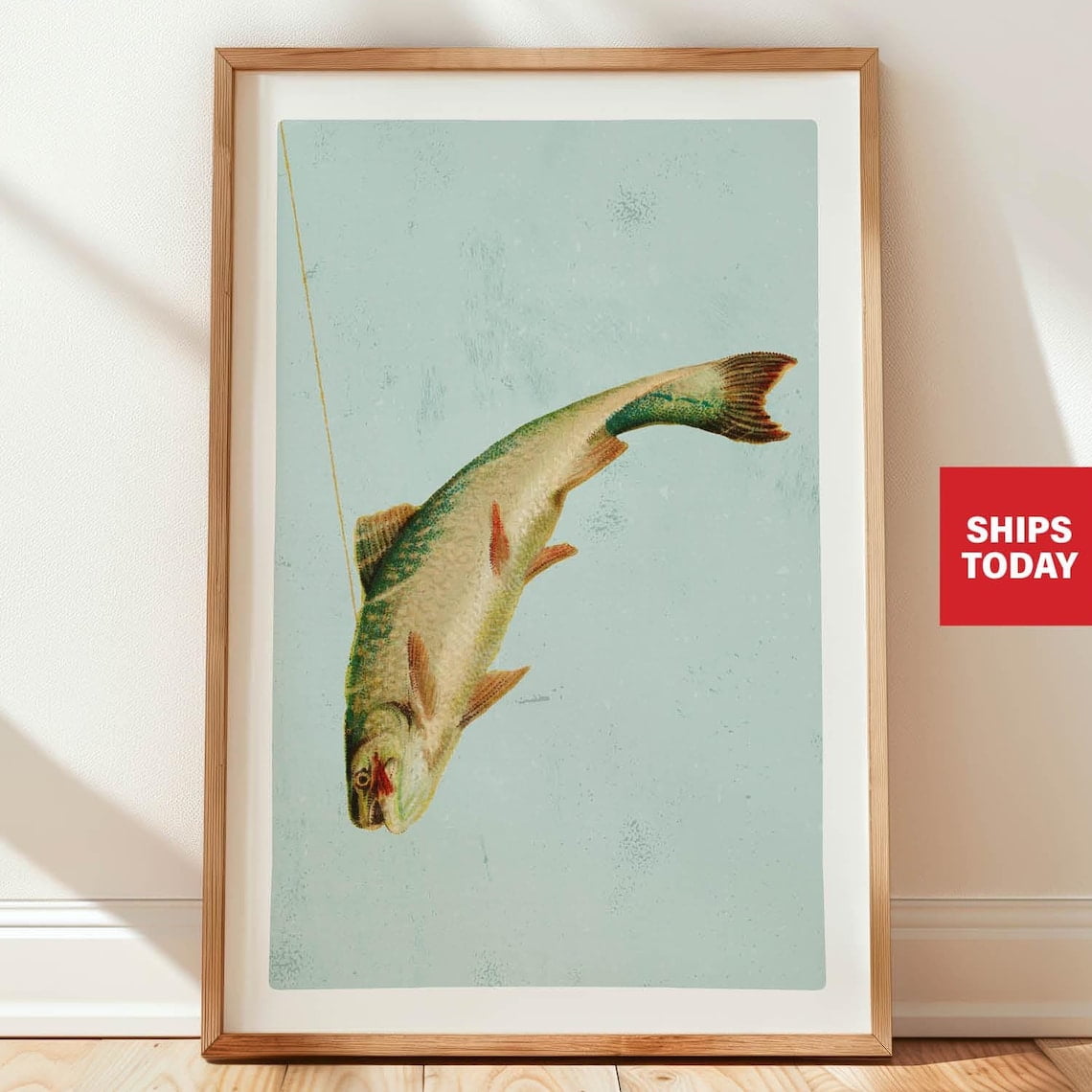 Lake Trout Fishing Print Retro Fishing Wall Decor Gift For Fisherman ...