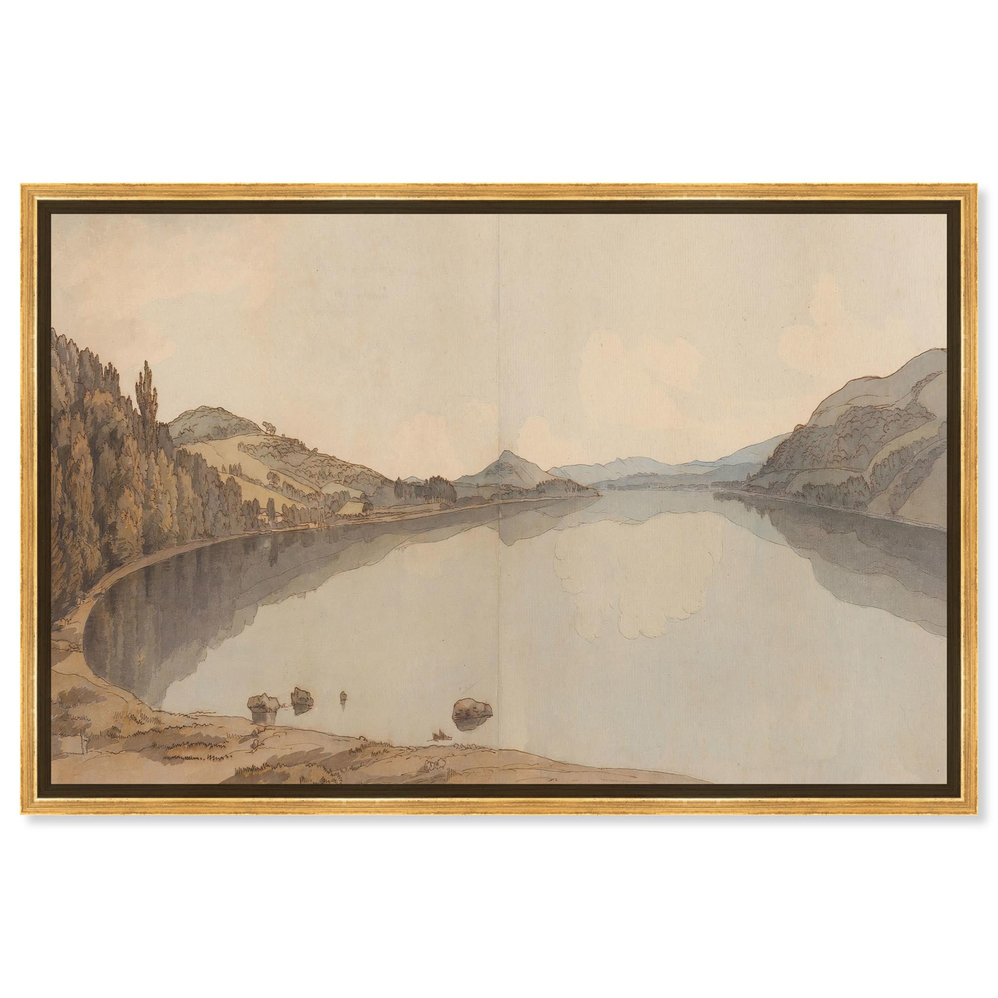 Lake Windermere Canvas Classic Landscape Art by Art Remedy, Gold Frame ...