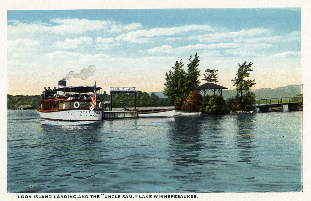 Lake Winnipesaukee, New Hampshire, Uncle Sam Steamer at the Loon Island ...