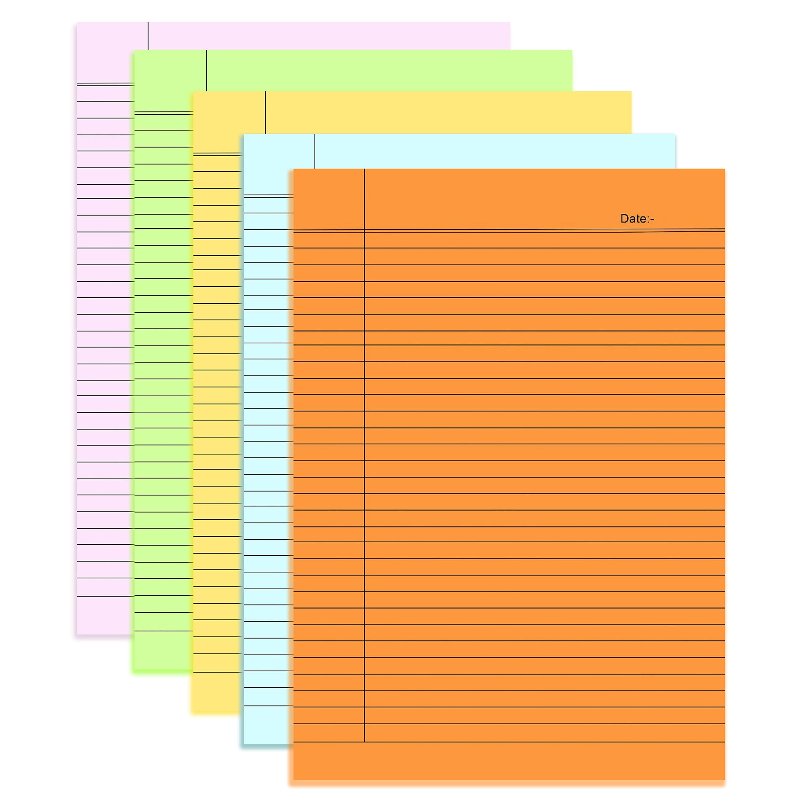 Lakeer A4 Size Ruled Paper-Single Side Ruled | 5 Colours-Pack Of 100 ...