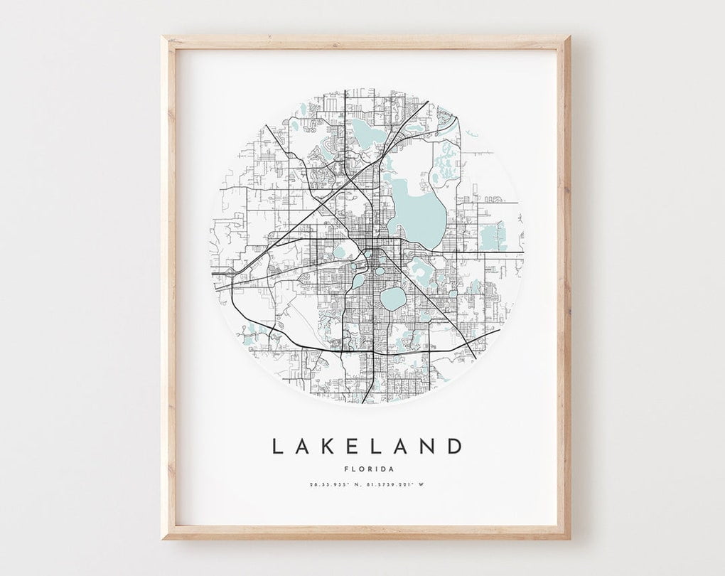 Lakeland Map Print, Lakeland Map Poster City Wall Art, Fl Road Map ...