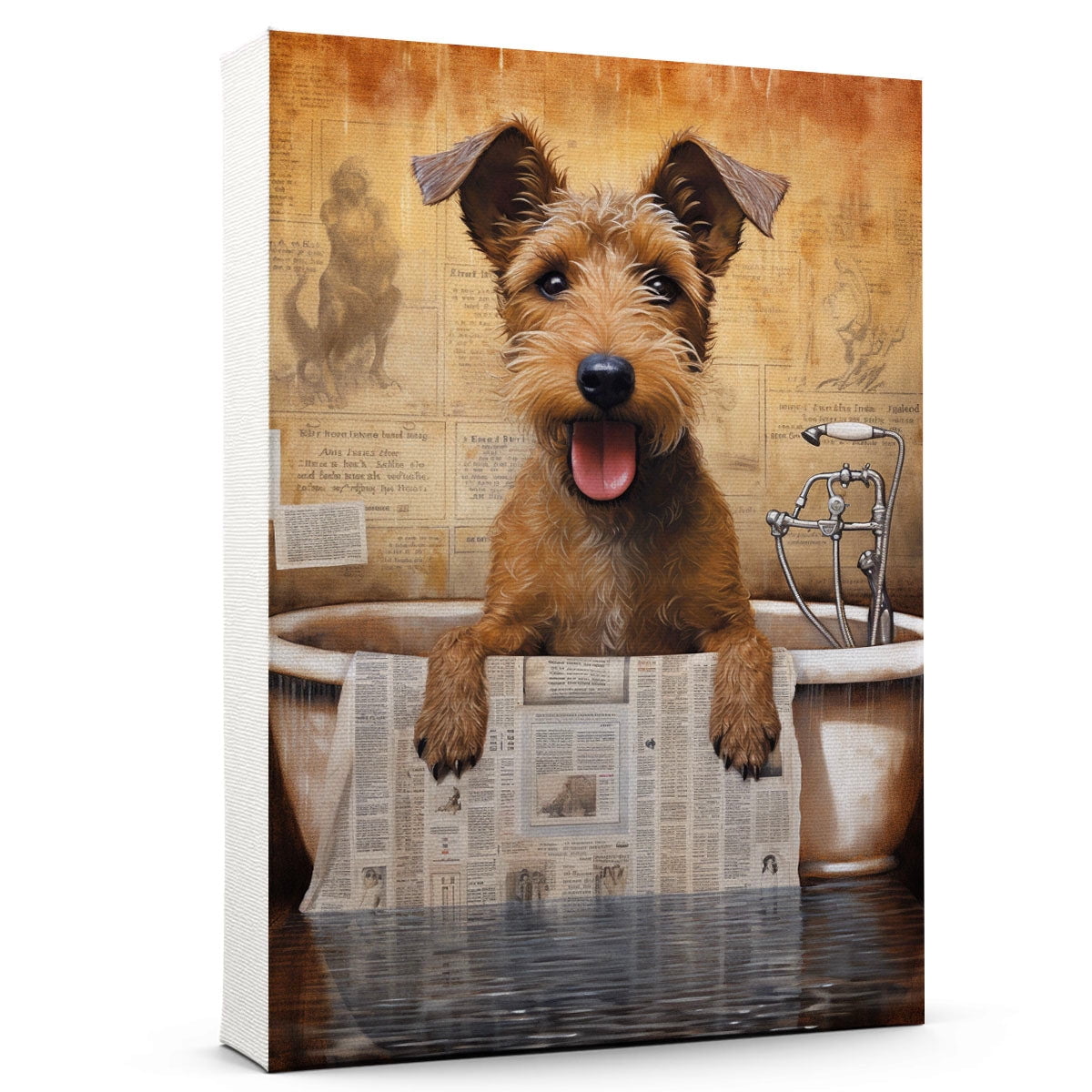 Lakeland Terrier Dog Read Newspapers Sitting Poster Prints on Canvas ...