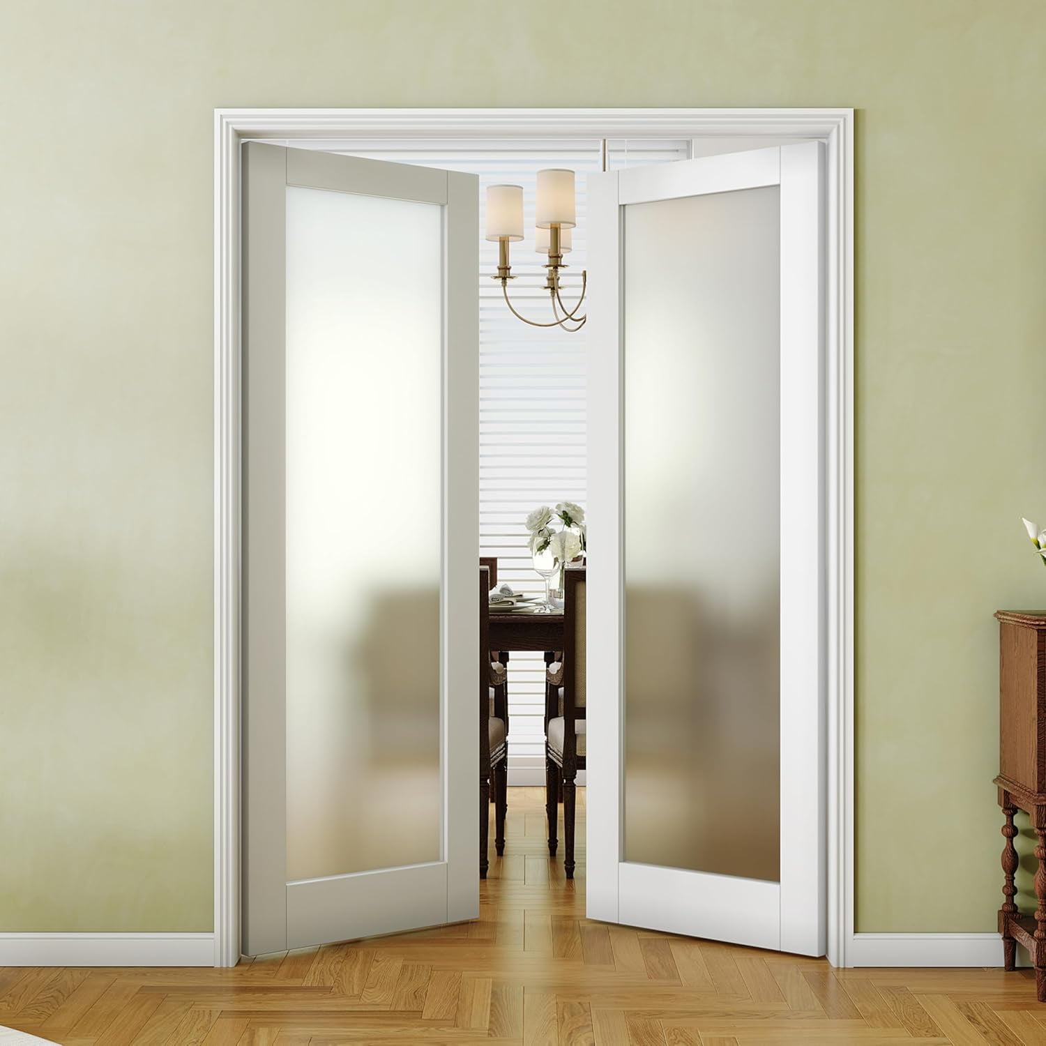 Lakenyou 1-Lite Frosted Interior Doors, 56"(28" x2) x 80", French Door ...