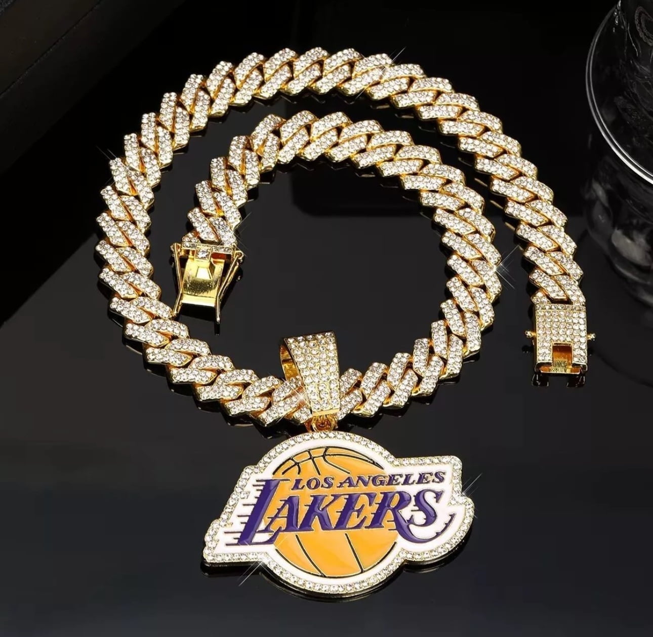 Lakers 24-Inch Gem Chain Necklace - Gold Finish - Los Angeles Fan ...