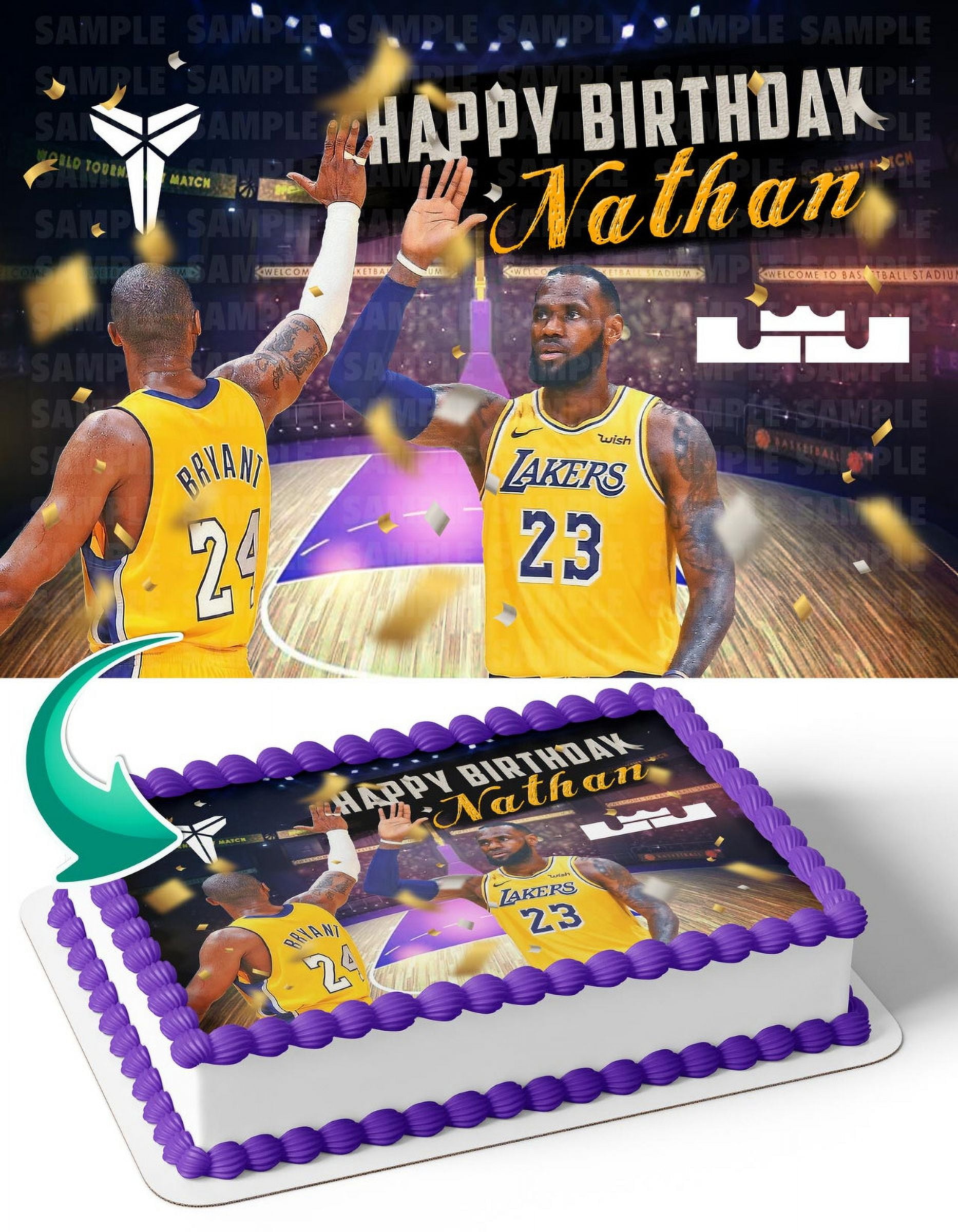 Lakers Edible Image Cake Topper, by Birthday Jungle - Walmart.com