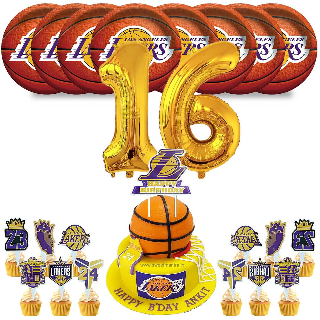 Lakers Kobe Birthday 16th Cups Party Supplies Plates Fans Decorations ...