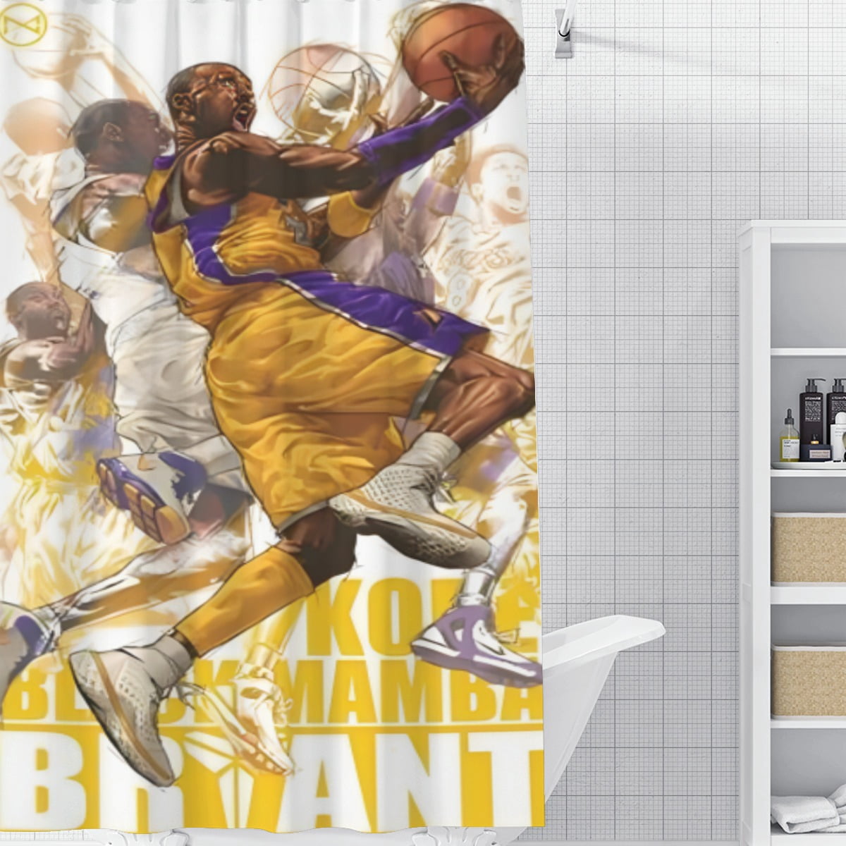Lakers Kobe shower curtain features an iconic print, is waterproof and ...
