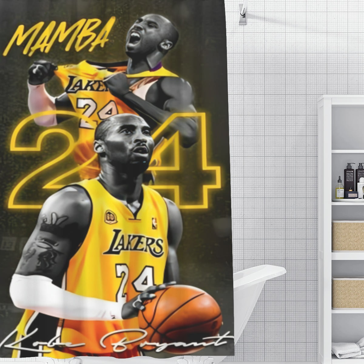 Lakers Kobe shower curtain features an iconic print, is waterproof and ...