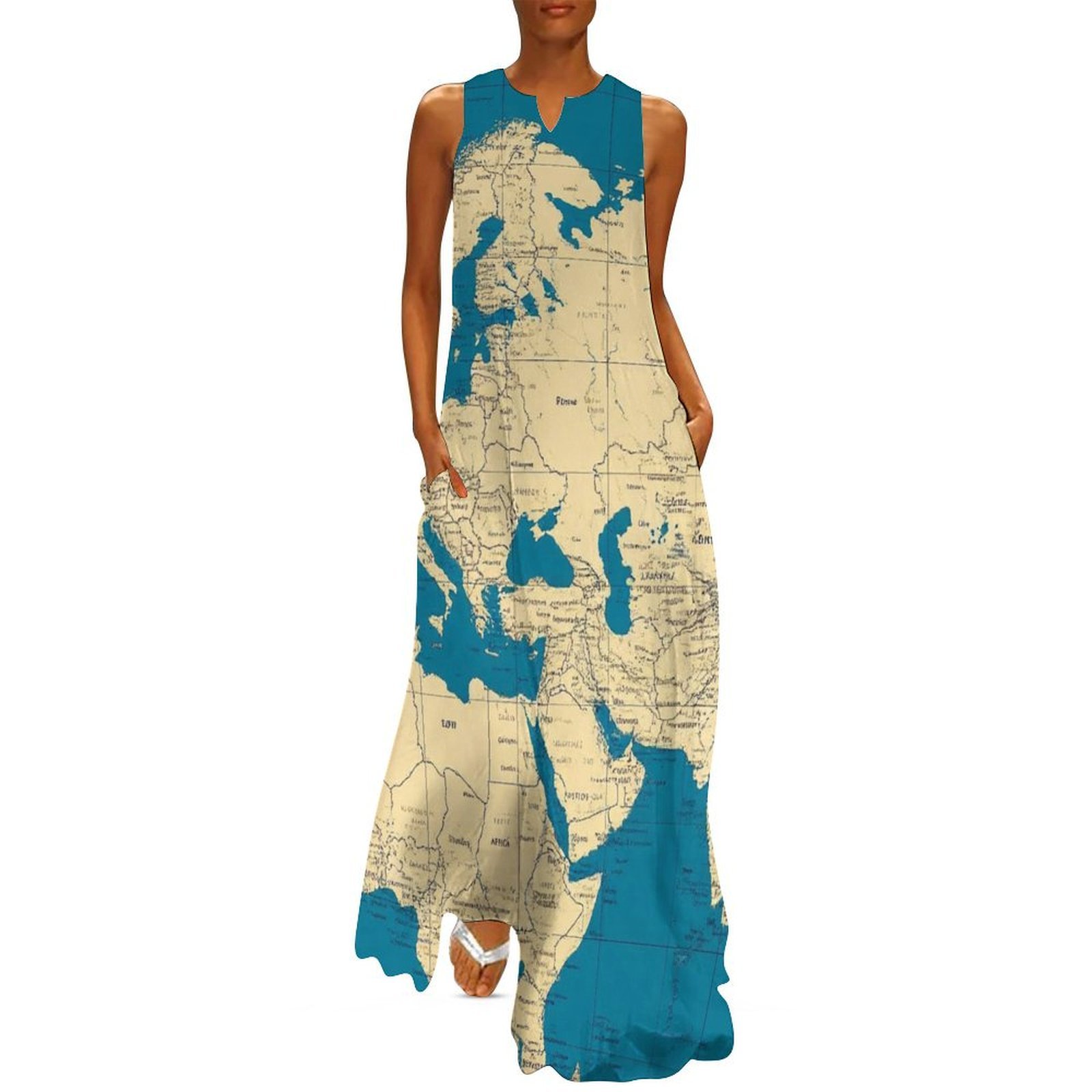 Lakes And Rivers World Map Long Dress luxury evening dresses women ...