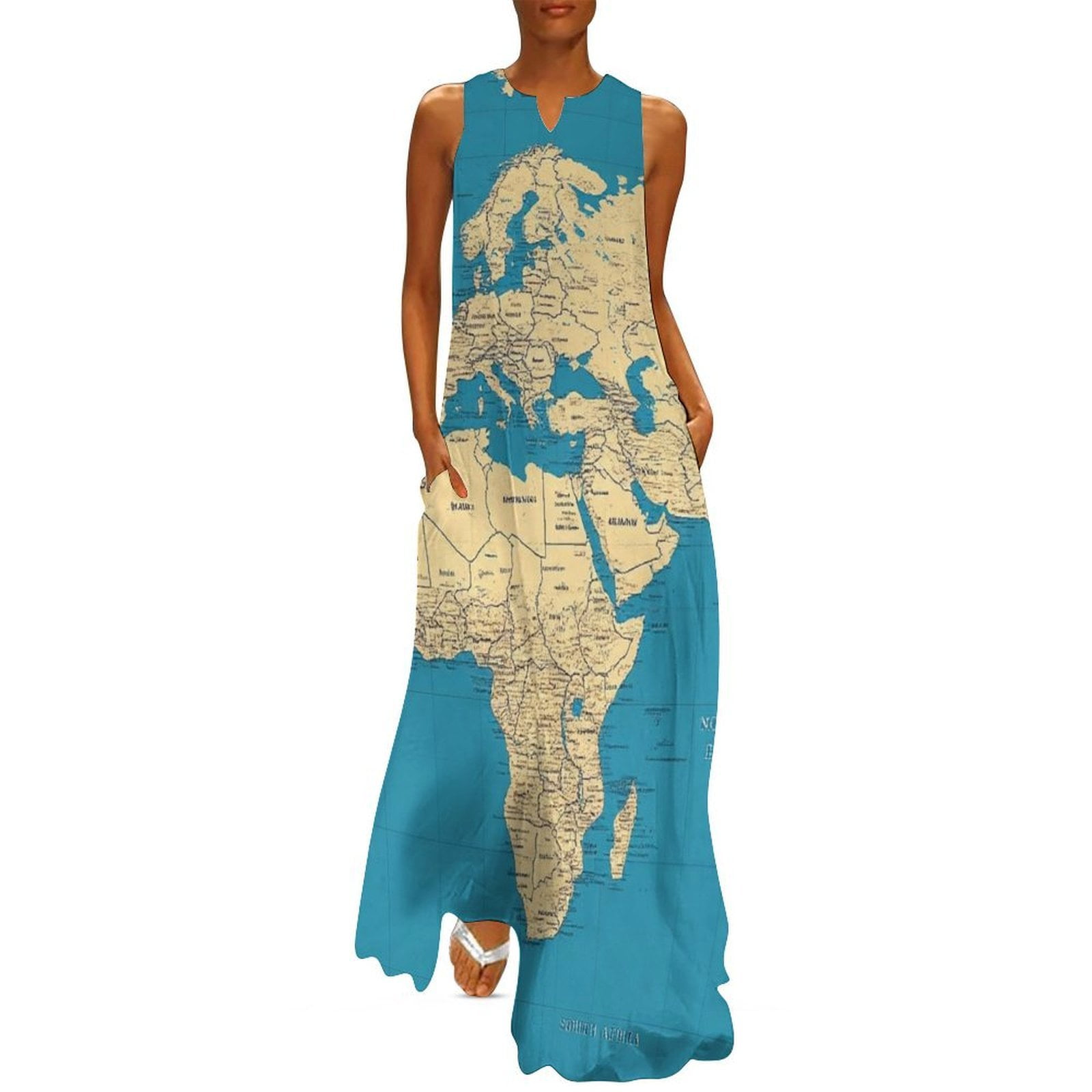 Lakes And Rivers World Map Long Dress luxury evening dresses women ...