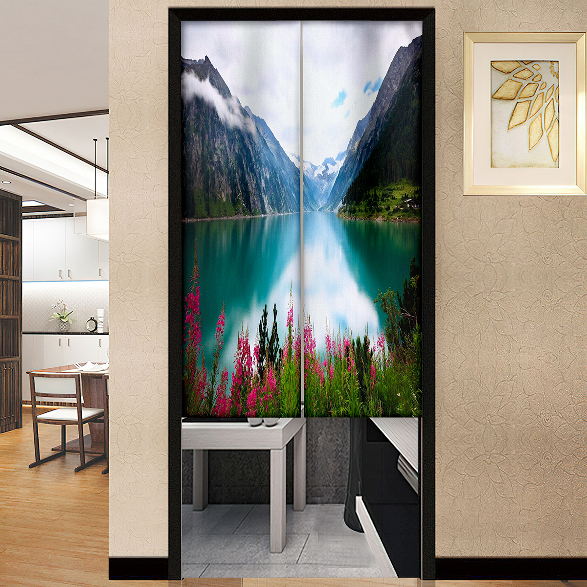 Lakes Mountains Plants Flowers Door Curtain Forest Jungle Short Noren ...