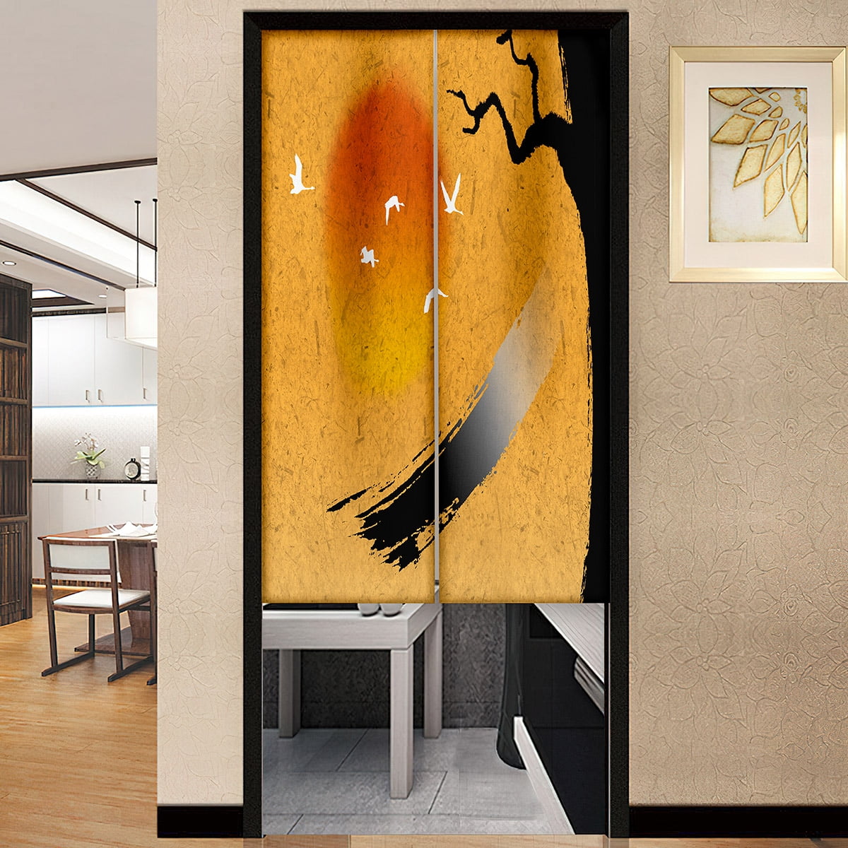 Lakes Ponds Nature Art Animals Birds Japanese Door Curtain Kitchen ...