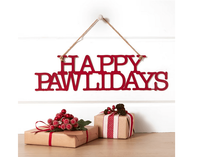 Lakeside Christmas Decor - Happy Howlidays Red Metal Wreath Wall Sign ...