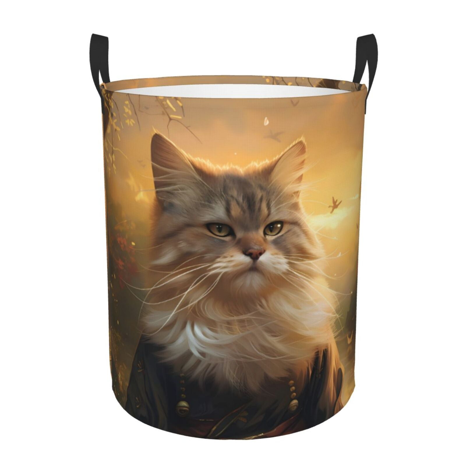 Lakeside Flower Field Cat Round Laundry Basket, Laundry Hamper with ...