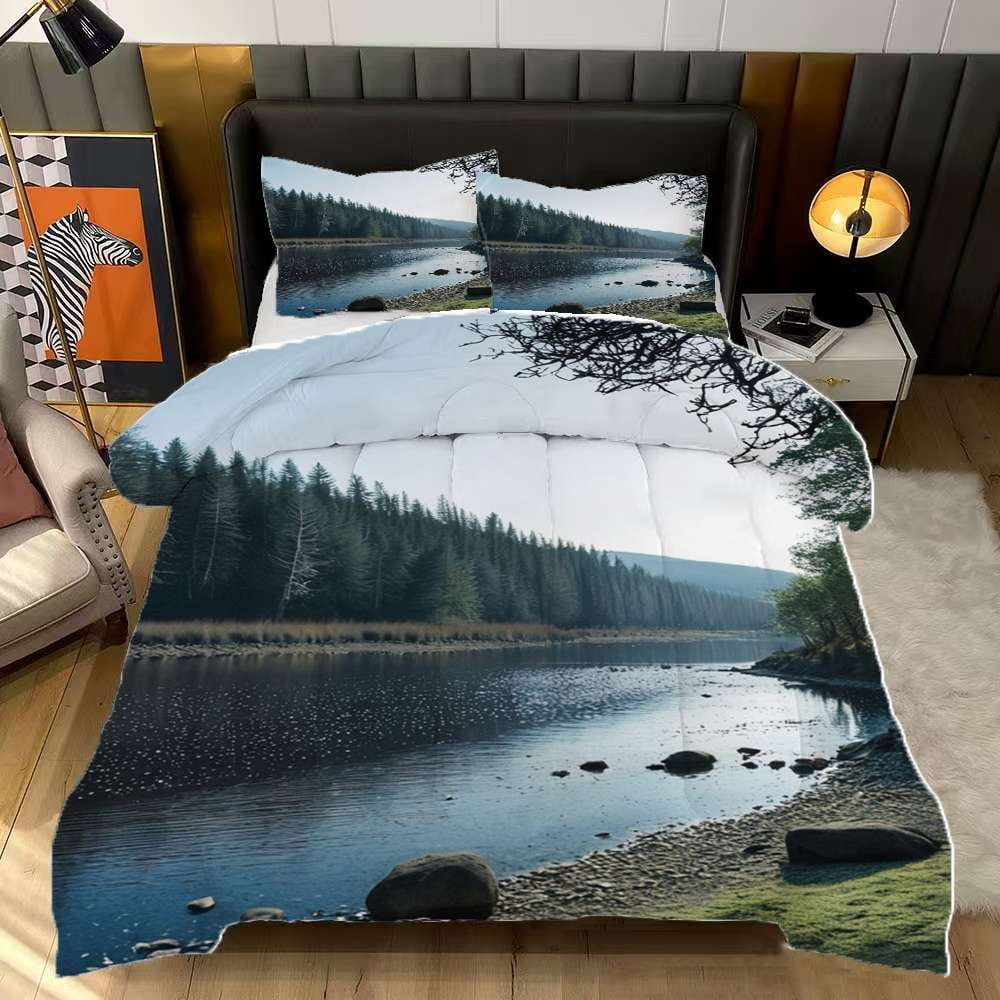 Lakeside Forest Serenity Comforter Set Queen Size Bedding Set For Travl ...