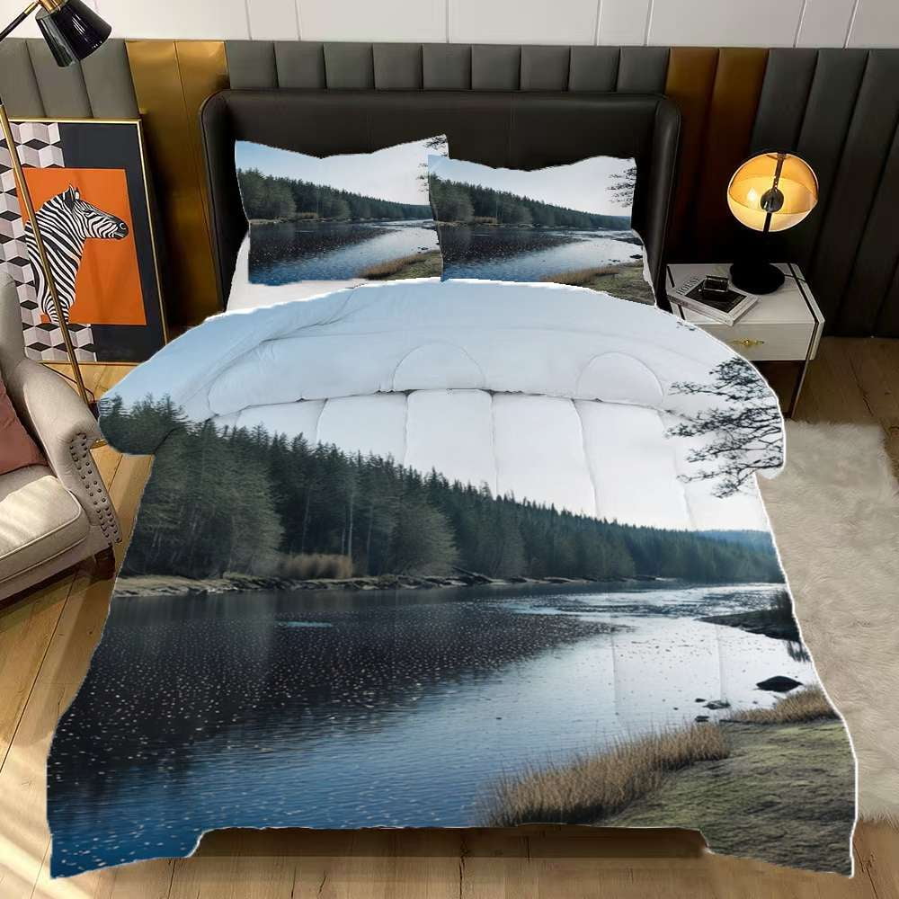 Lakeside Forest Serenity Comforter Set Twin Size Bedding Set For Travl ...