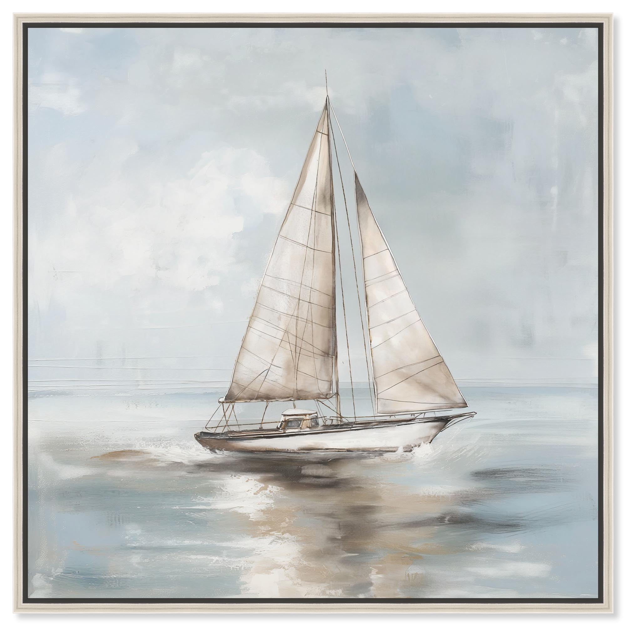 Lakeside Lullaby II Canvas Modern Beach Art by Art Remedy, Silver Frame ...