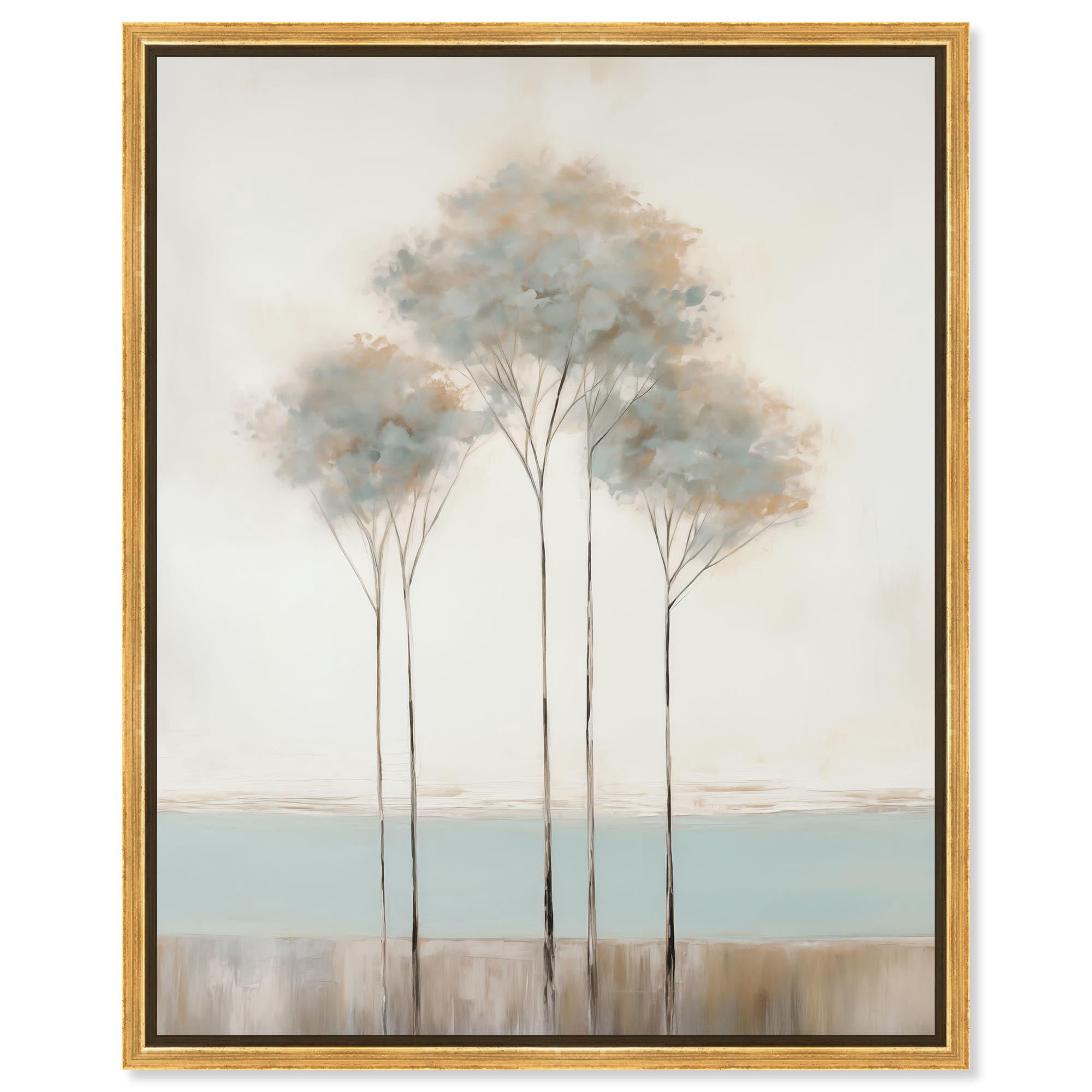 Lakeside Tree III Canvas Minimalist Forests by Art Remedy, Gold Frame ...