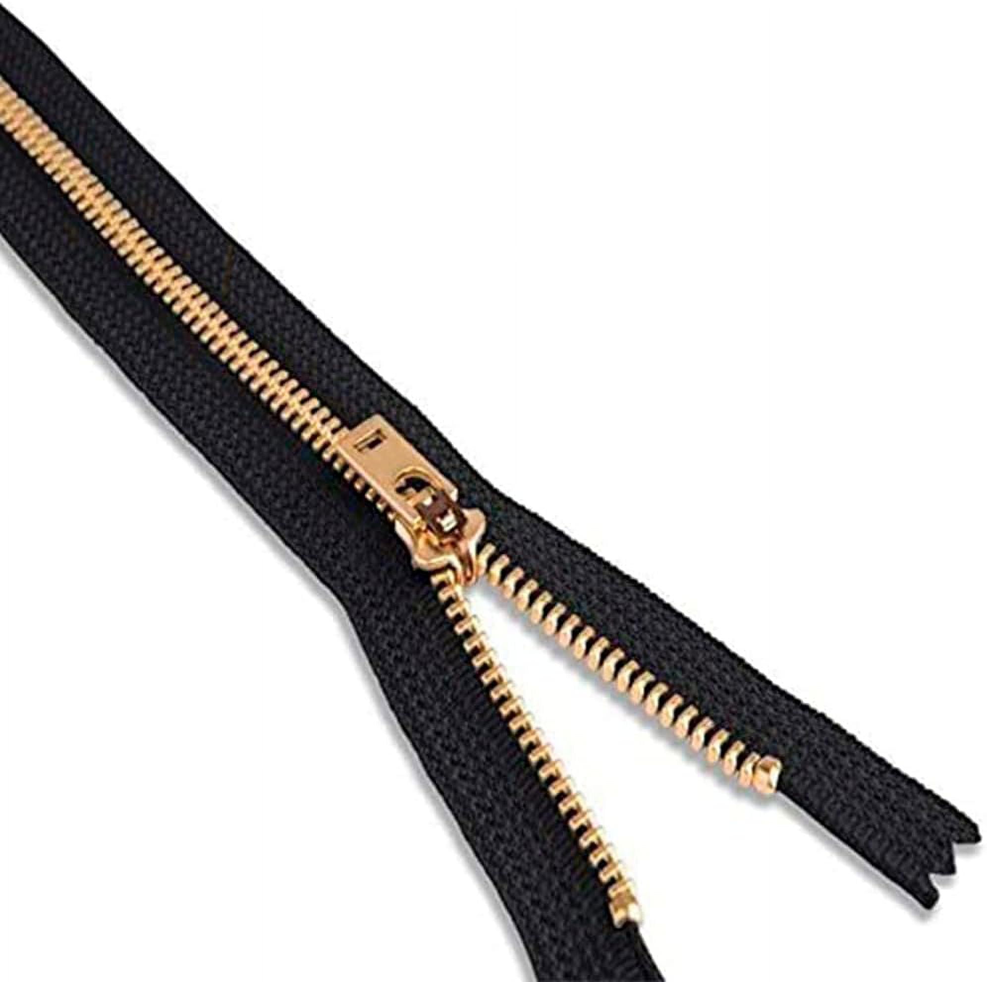 Lakesstory 3 inch Brass Metal Zipper Black Heavy Duty Zipper Non ...