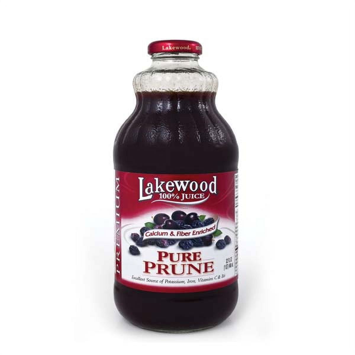 Lakewood 100% Fresh Pressed Pure Prune Juice 32 oz Glass Bottles - Pack ...