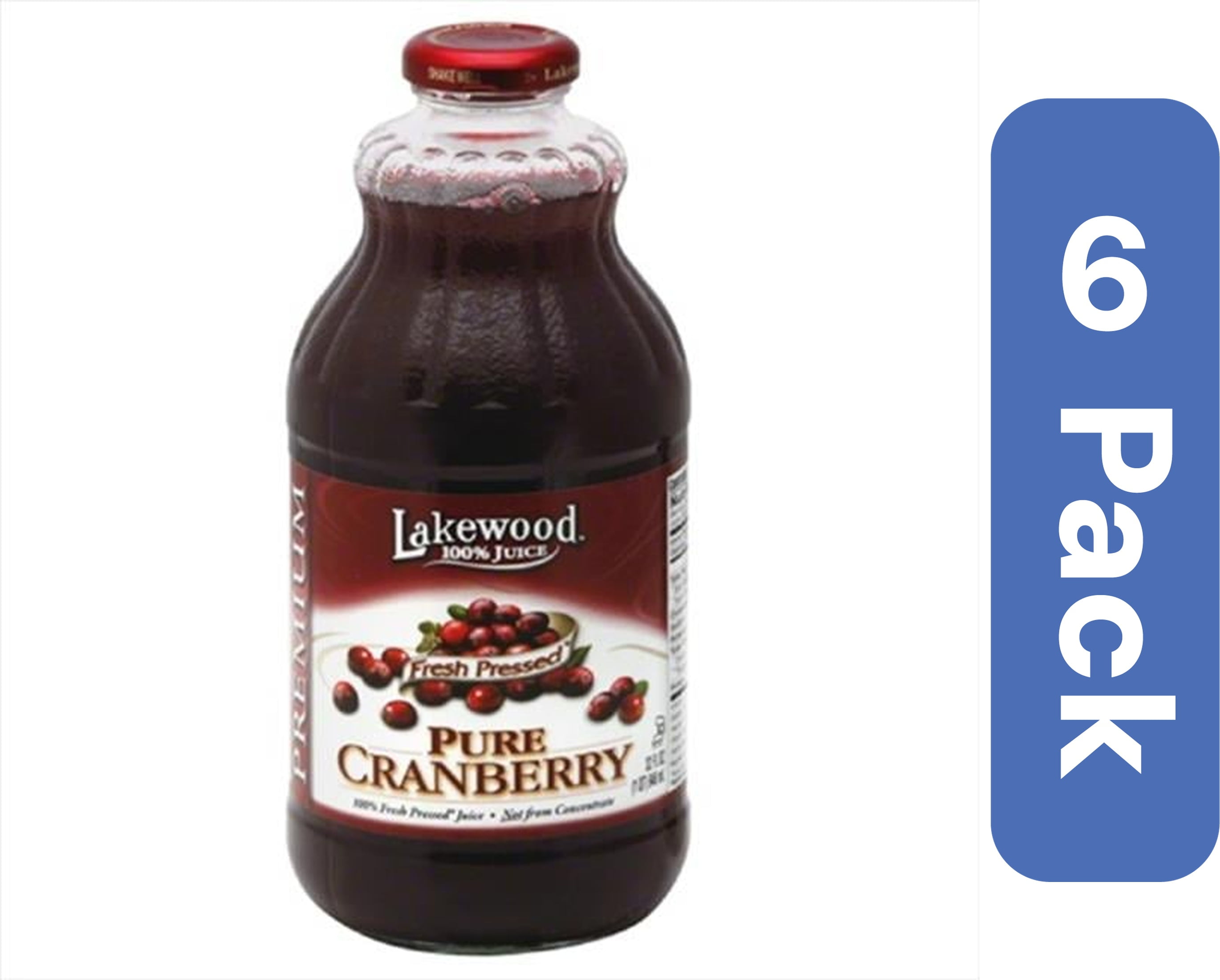 Lakewood Juice Pure Cranberry- 32 Fl Oz- Pack Of 6 - Walmart.com