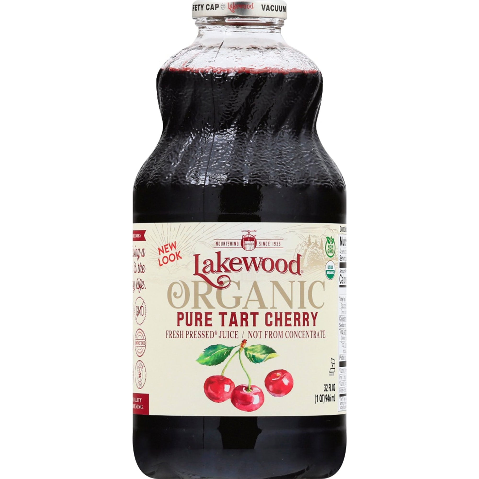 Lakewood Organic Unsweetened Tart Cherry Juice, 32 Fl Oz, Natural ...