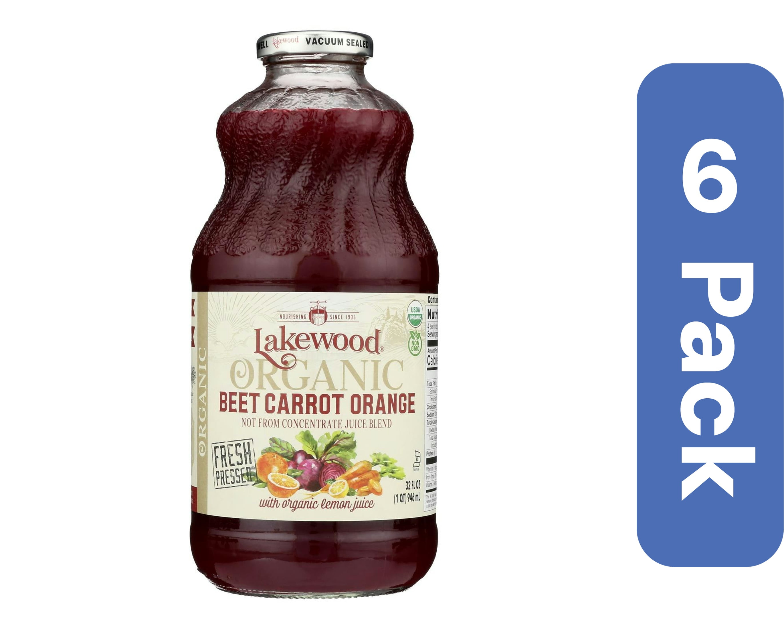 Lakewood Organic Beet Carrot Orange Juice 32 fl oz (Pack Of 6 ...
