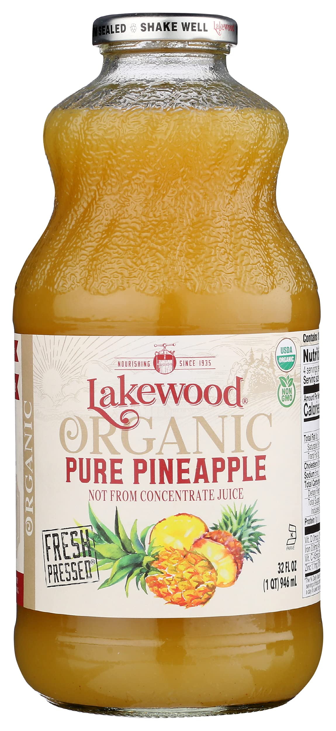 Lakewood Organic Juice, Pineapple, 32 Fl Oz Bottle Packaging May Vary ...