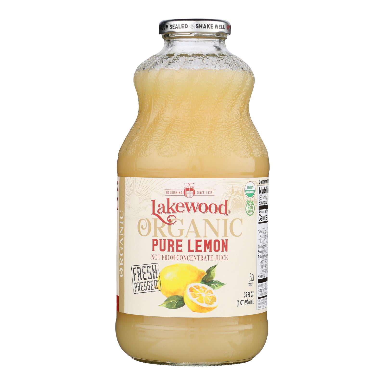 Lakewood - Organic Juice - Pure Lemon - Case of 6 - 32 fl oz. - Walmart.com