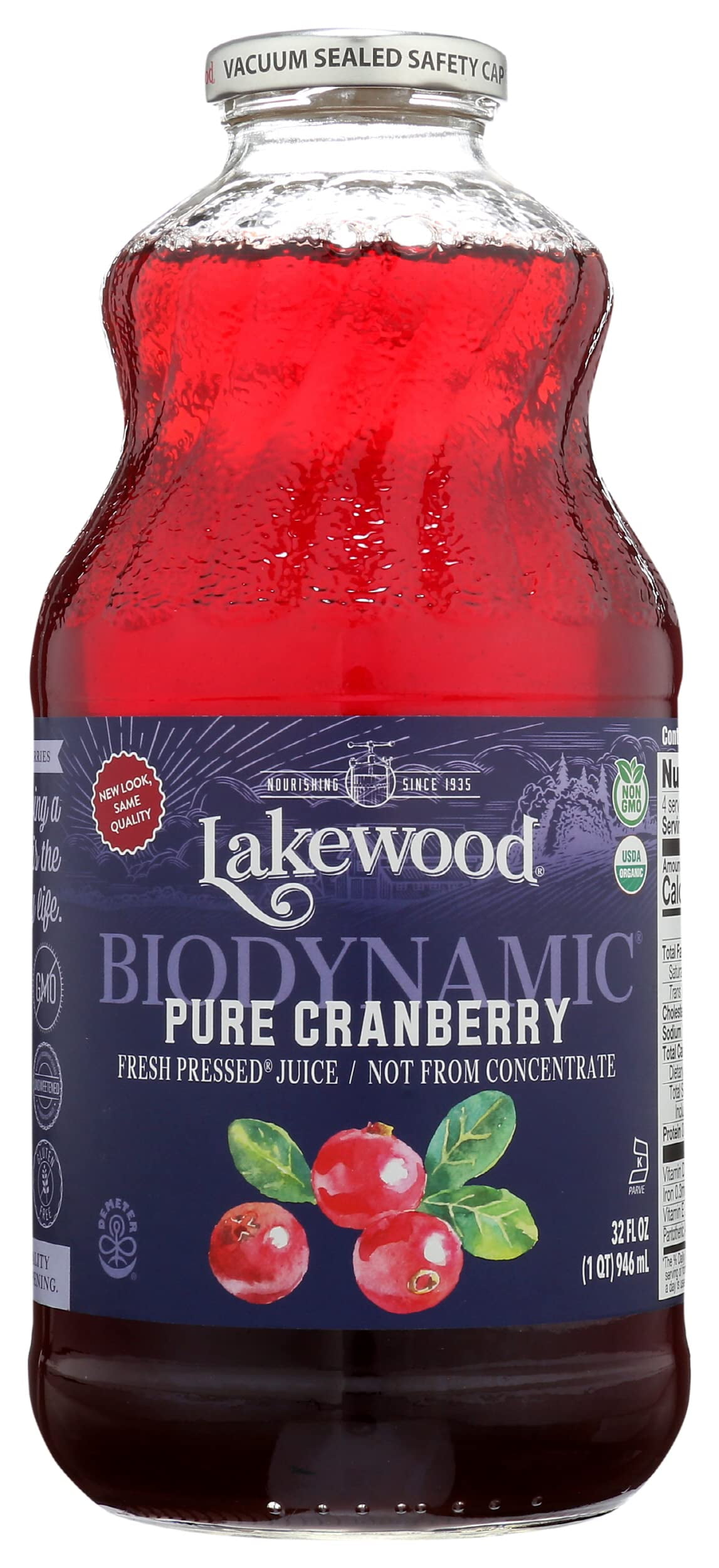 Lakewood Organic Pure Cranberry Juice, 32 Fz - Walmart.com