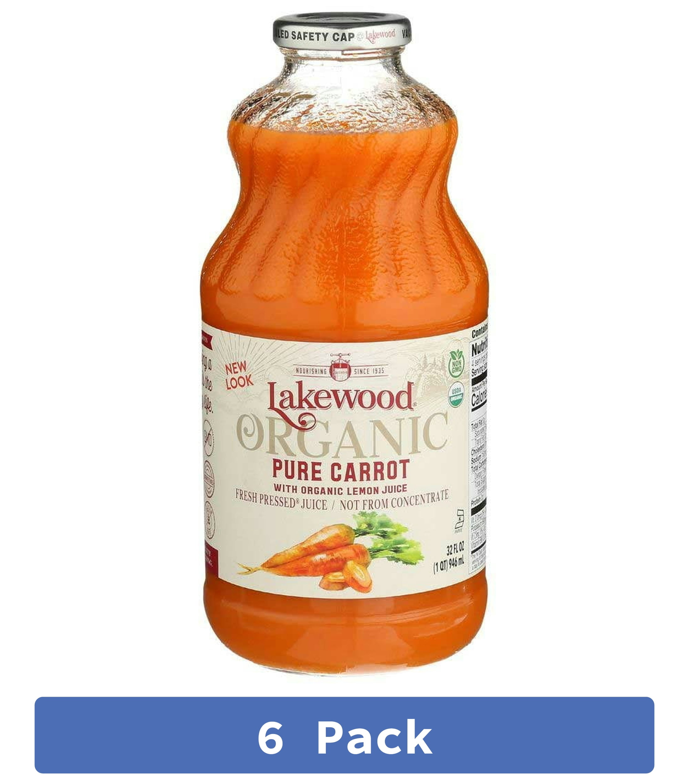 Lakewood Pure Carrot Juice 32 oz (Pack Of 6) - Walmart.com