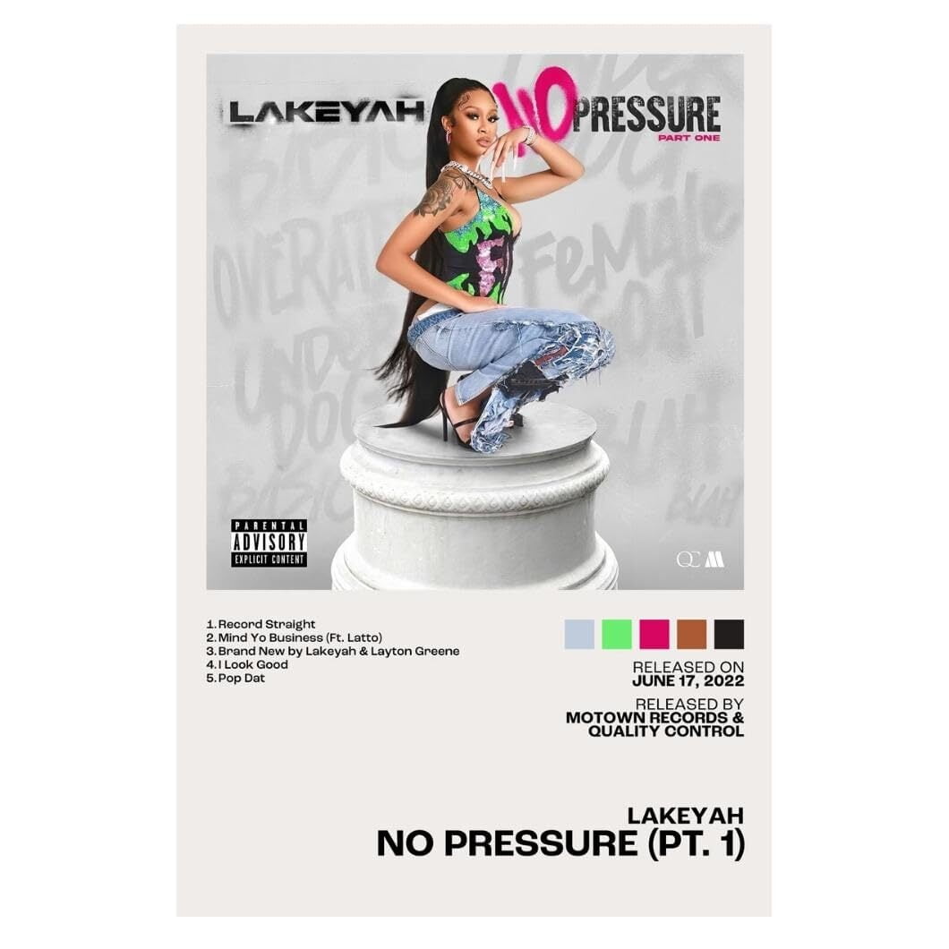 Lakeyah No Pressure (Pt. 1) Album Cover Rap Music Poster Female Rapper ...