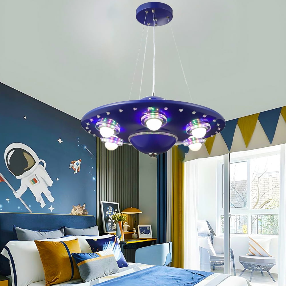 Lakiq Kids Room LED Chandeliers UFO Shape 6 Lights Hanging Pendant ...