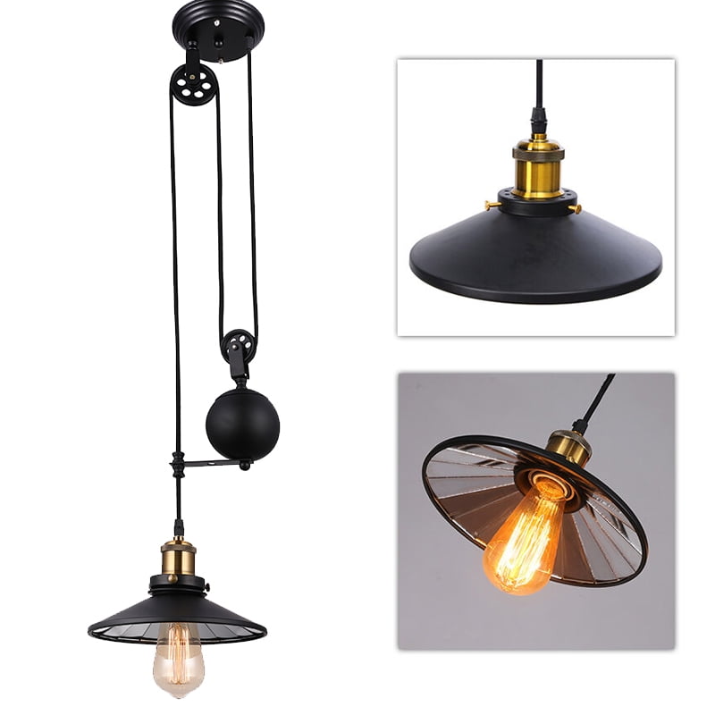Lakiq Metal Ceiling Pendant Light Industrial Retro Loft Pulley Flush ...