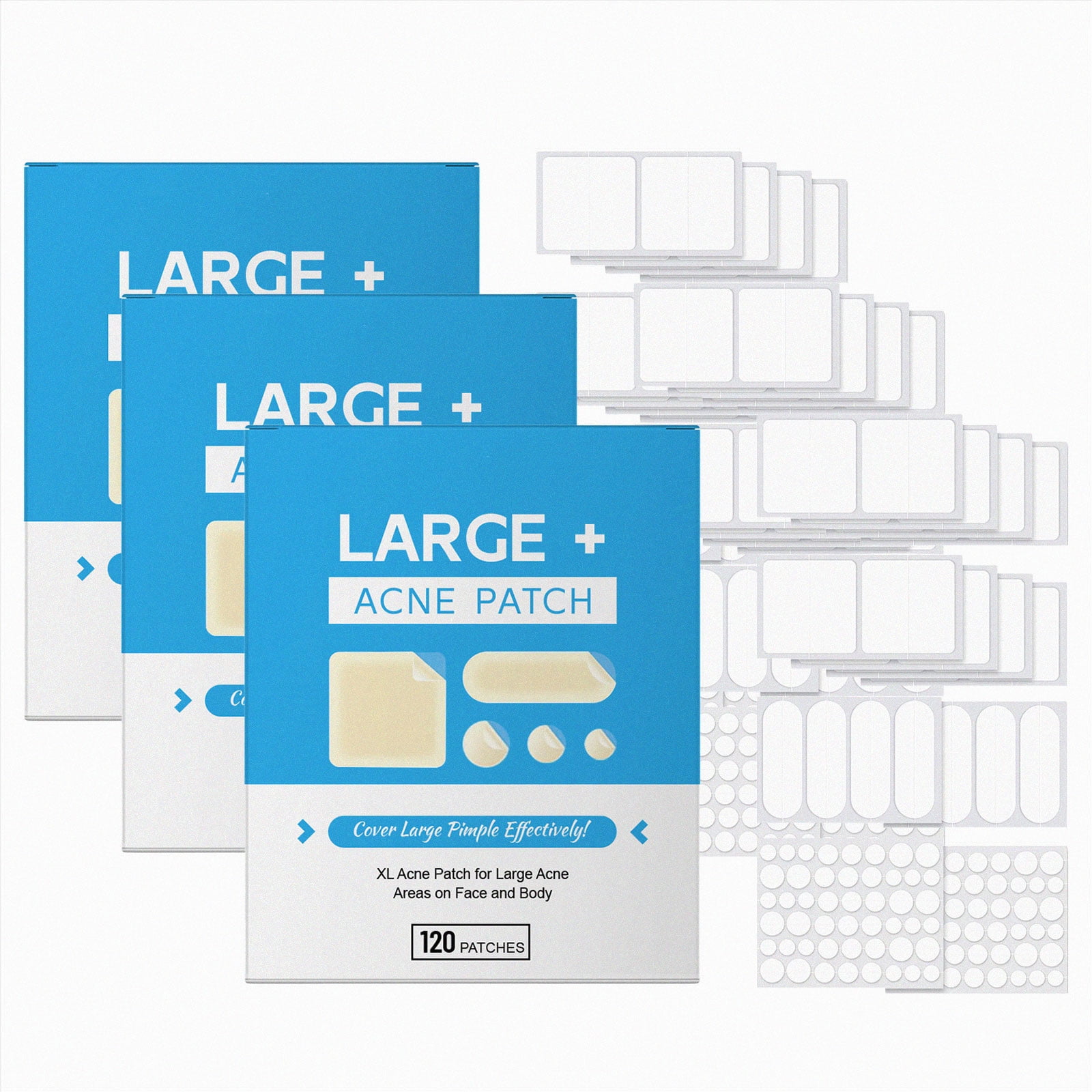 Lakker Large Pimple Patches for Face, 5 Sizes XL Acne Patches, Big ...