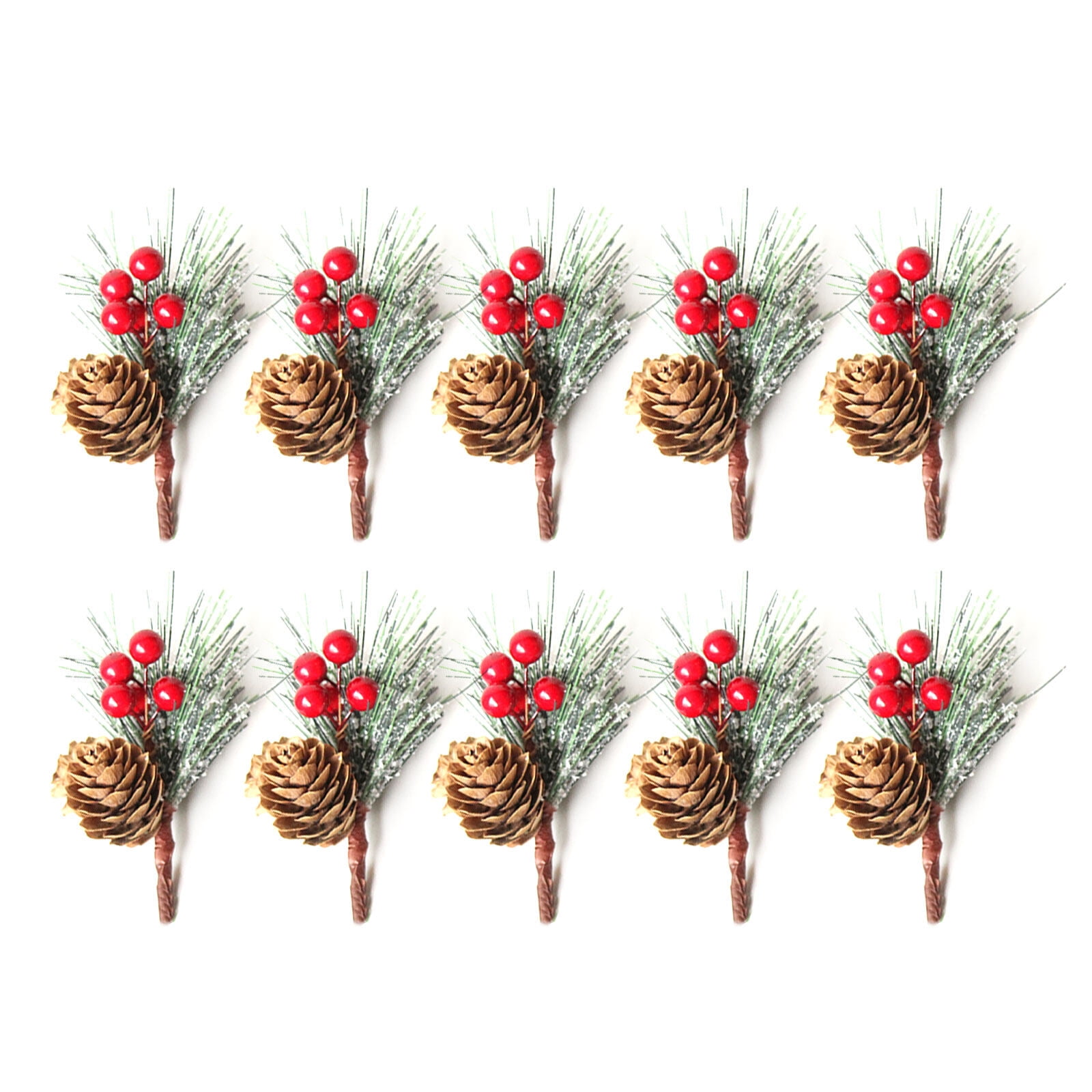 Laklulu 10 Pieces Centerpiece Faux Red Berry Stems Pine Branch ...