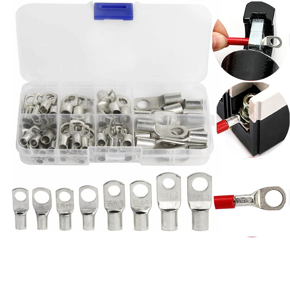 Laklulu 60Pcs Electrical Lugs Hole Bolt Tinned Copper SC Connectors ...