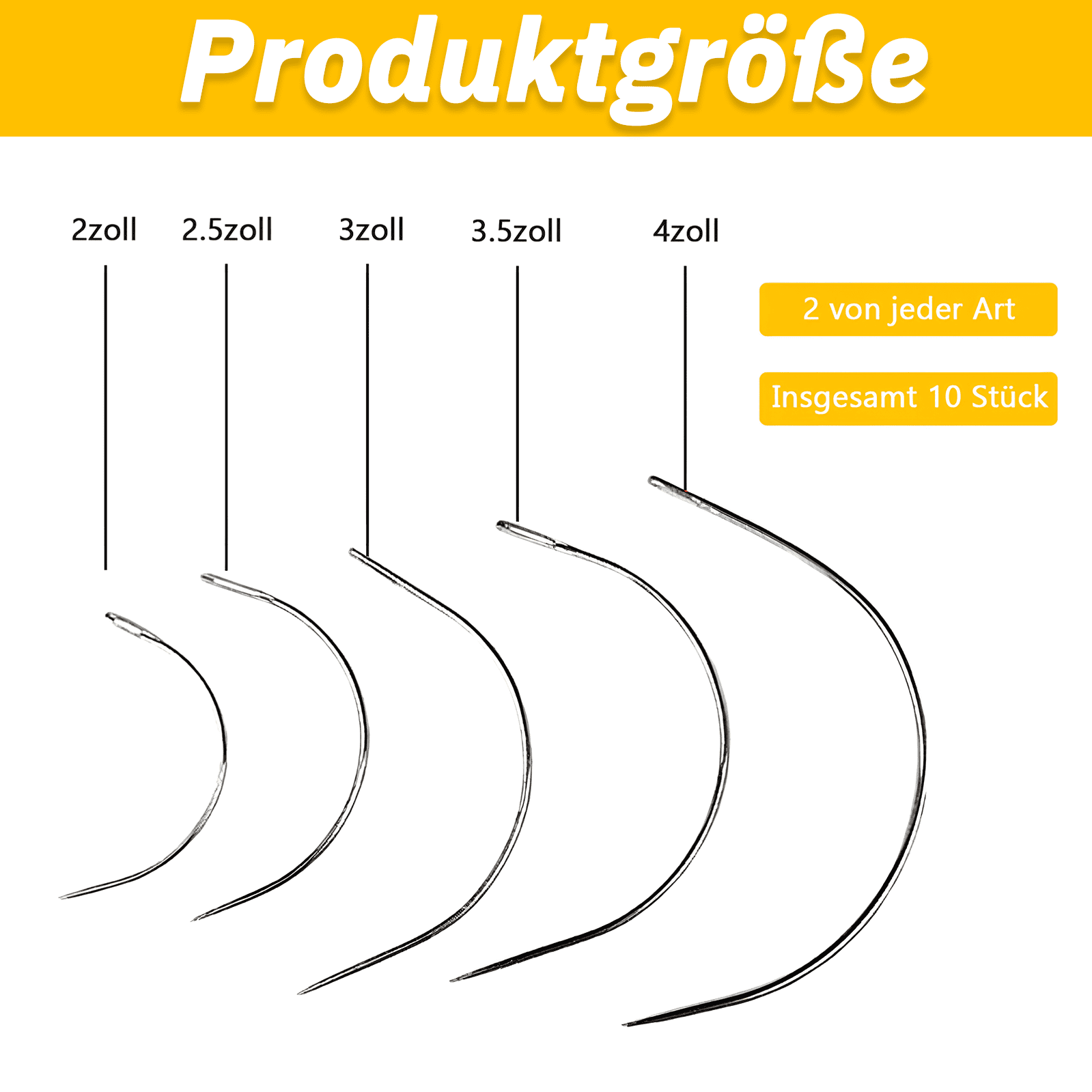 Laklulu Pack of 10 curved needles set, curved needles, thin needle ...