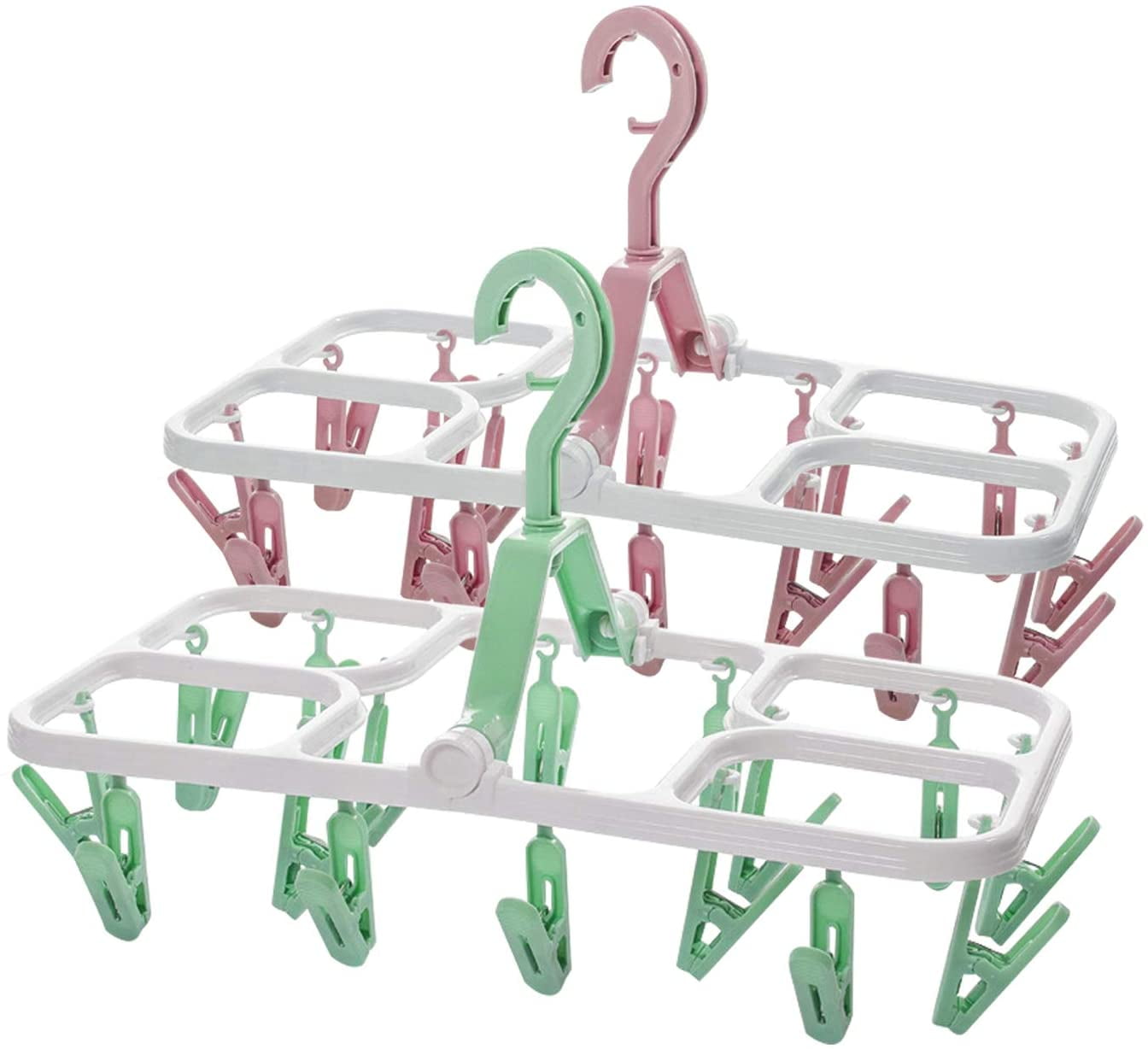 Laklulu Sock Drying Rack,2Pack Plastic Sock Hanger Foldable Hanging ...