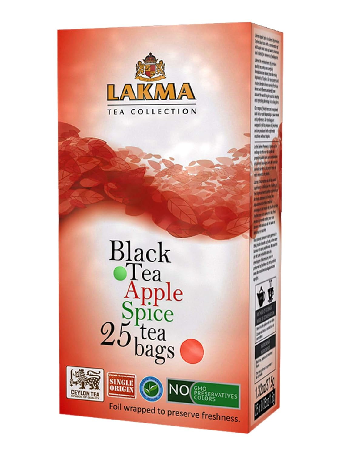 Lakma Black Tea Apple Spice and Cinnamon Flavor - 25 Tea Bags Fruity ...
